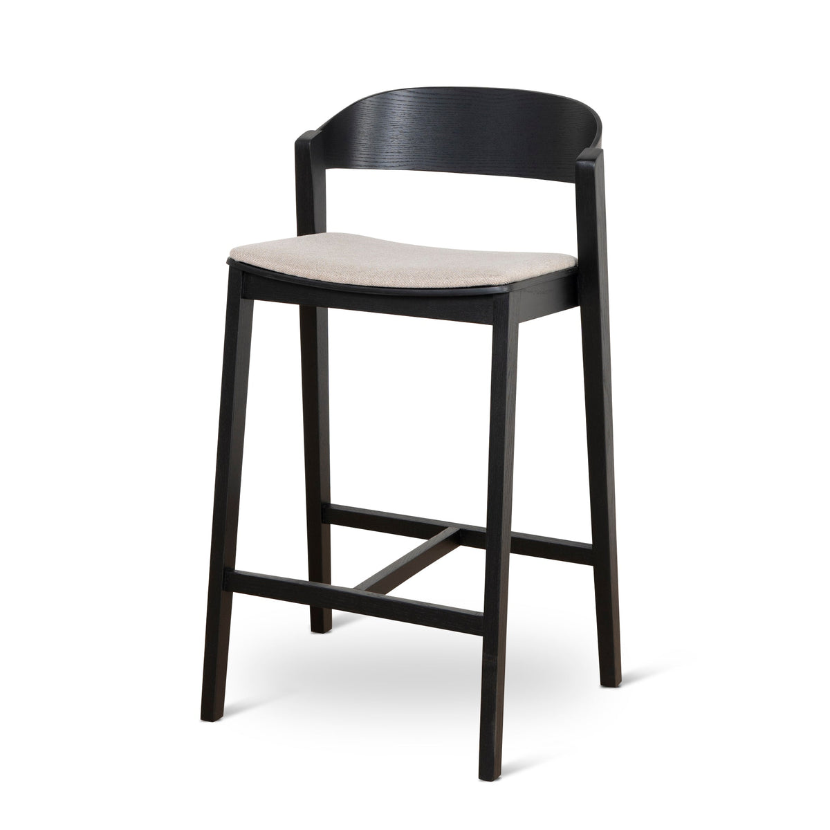 Davis Black Bar Stool - Grey Seat | Culture Home — Culturehome.com.au