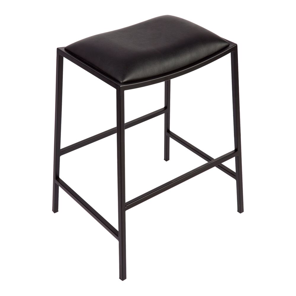Kai Black Kitchen Stool - Black Vegan Leather — Culturehome.com.au