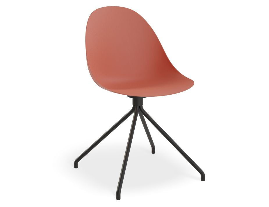 Pebble Chair Coral with Shell Seat - Pyramid Fixed Base - Black ...